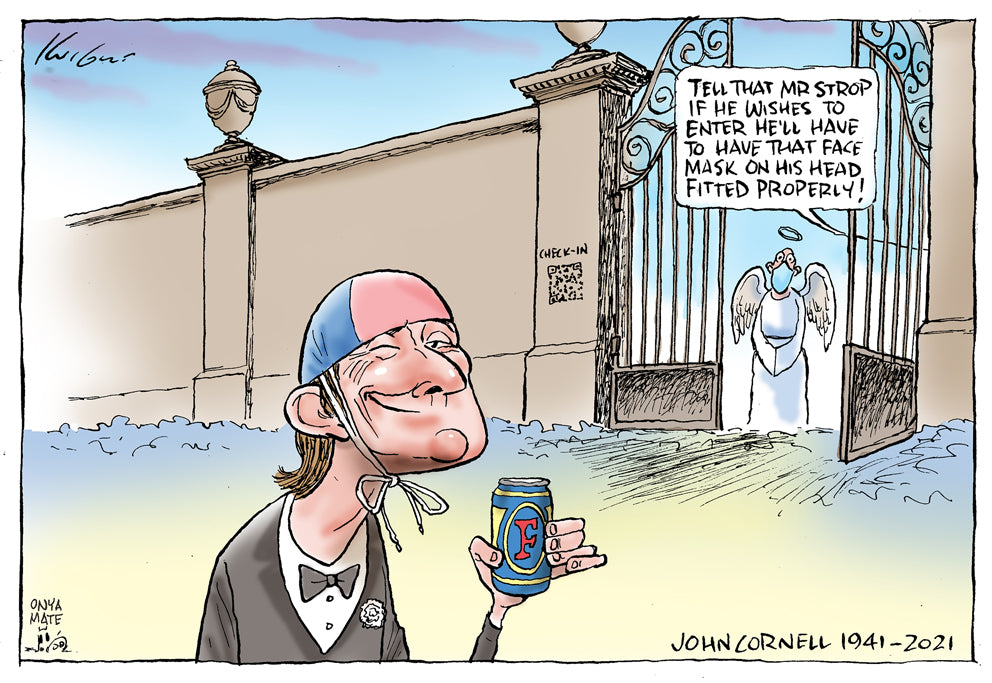 John 'Strop' Cornell Passes | Celebrity Cartoon – Knight Cartoons