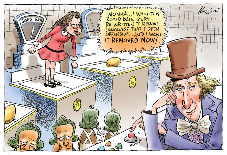 Rewriting Roald Dahl | Celebrity Cartoon – Knight Cartoons