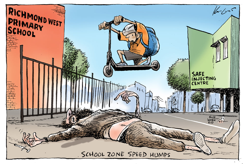 School zone speed humps | Australian Political Cartoon – Knight Cartoons