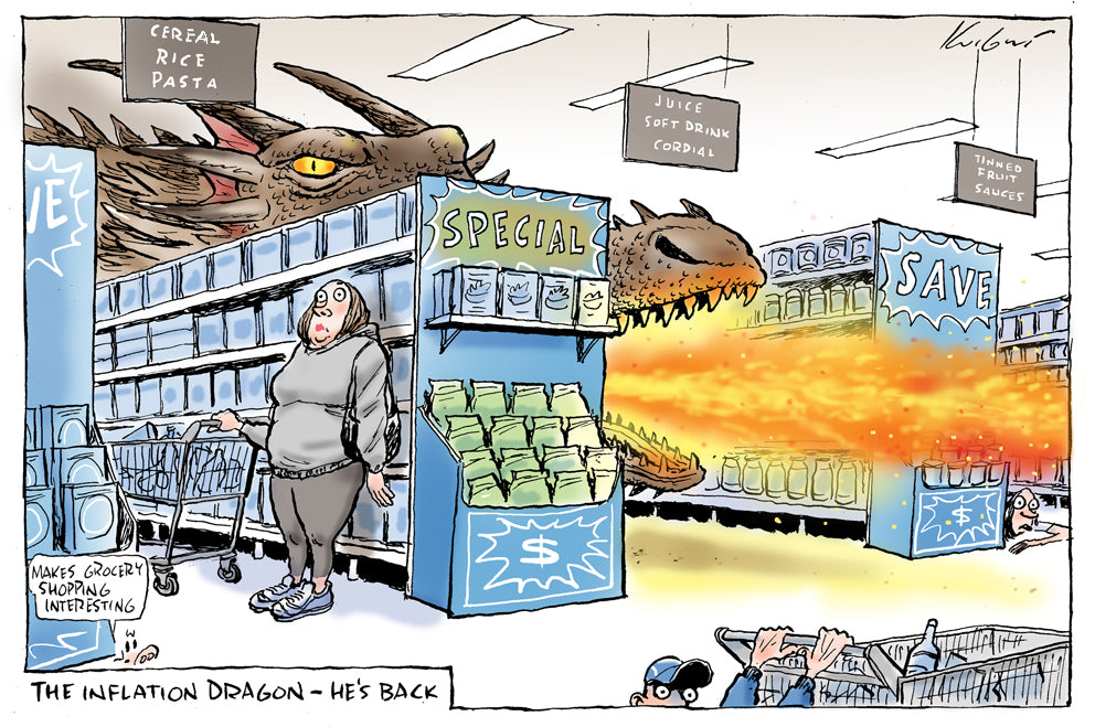 The inflation dragon | Australian Political Cartoon – Knight Cartoons
