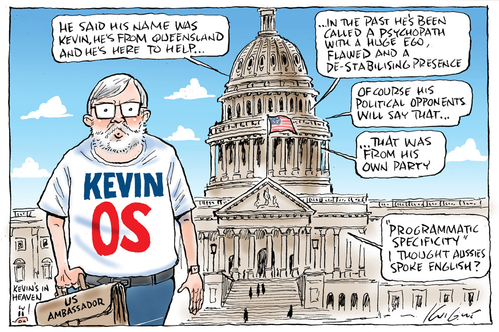 US Ambassador Kevin Rudd | Australian Political Cartoon – Knight Cartoons