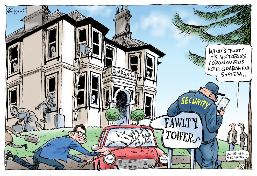 Victorian hotel quarantine | Covid 19 Cartoon – Knight Cartoons